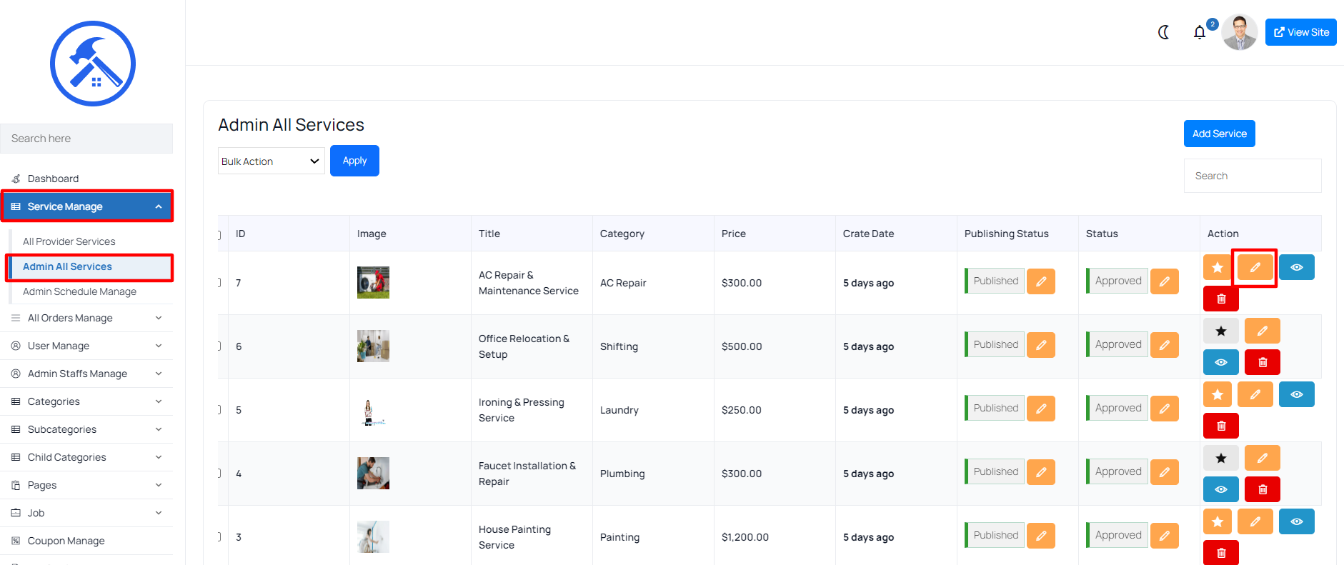 Edit Service - Xgenious